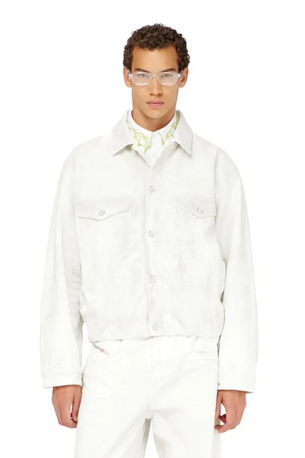 DIESEL® Elasticated Trucker Jacket In Denim - White
