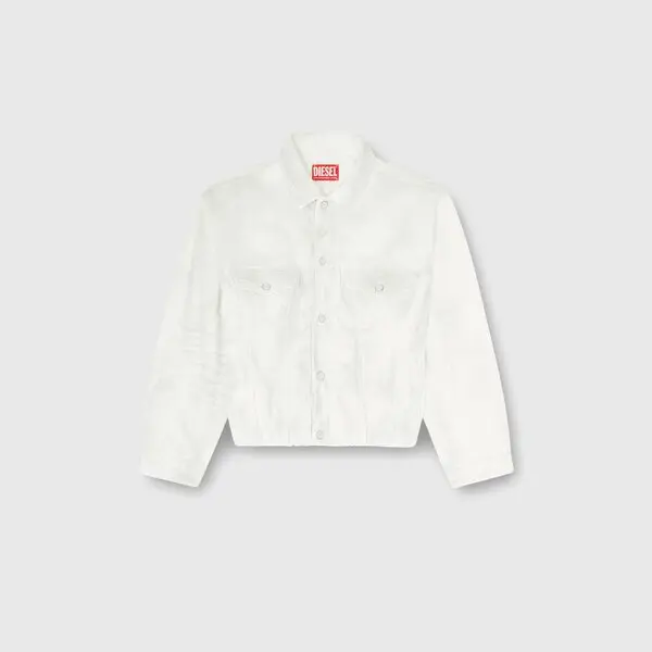DIESEL® Elasticated Trucker Jacket In Denim - White