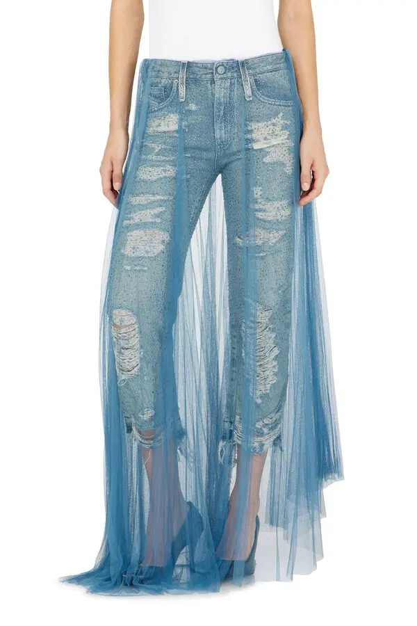DIESEL® D-aisi Regular Waist Jeans With Tulle Overlay - Blue