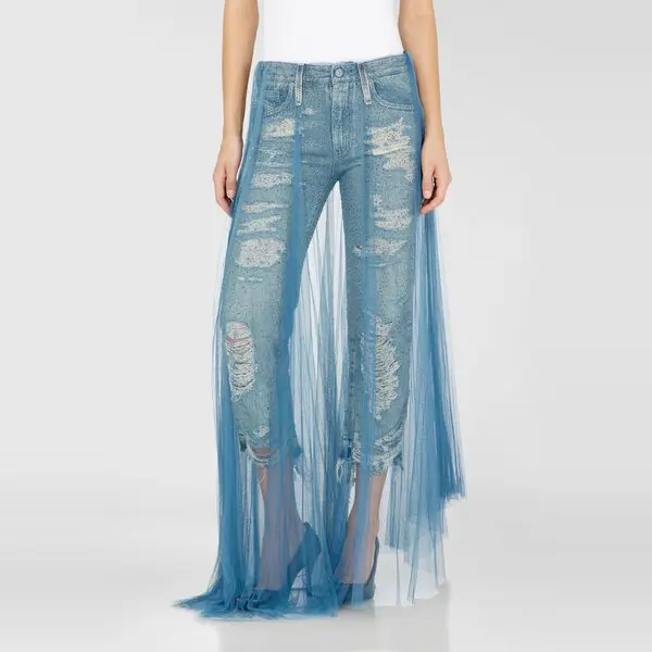DIESEL® D-aisi Regular Waist Jeans With Tulle Overlay - Blue