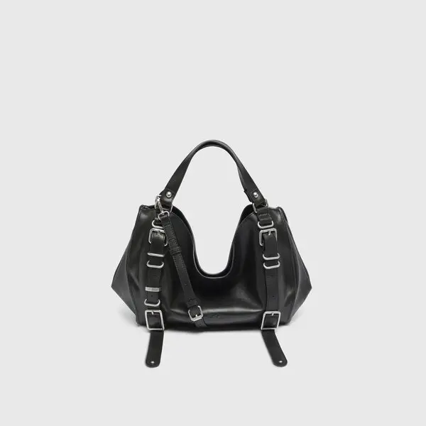 DIESEL® D-one Medium Top Handle Bag In Treated Leather - Black