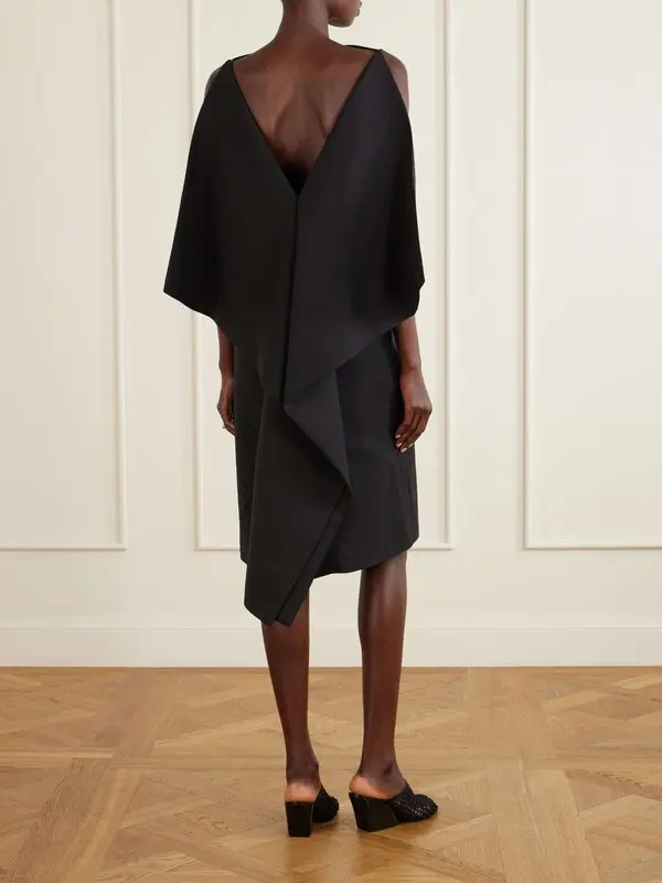 JIL SANDER Open-back Silk And Wool-blend Midi Dress