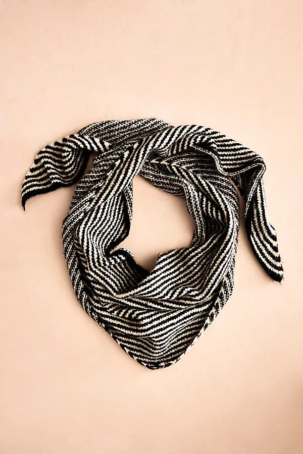 TERRAIN Striped Triangle Scarf - Black