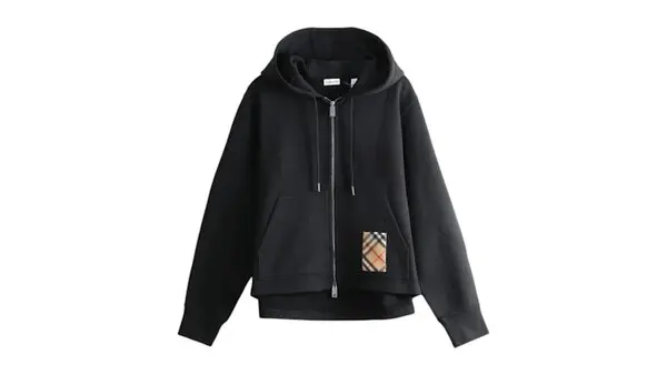 Burberry Harper Zip-up Hoodie With Check Detail