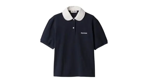 Miu Miu Piquet Polo Shirt With Peter Pan Collar