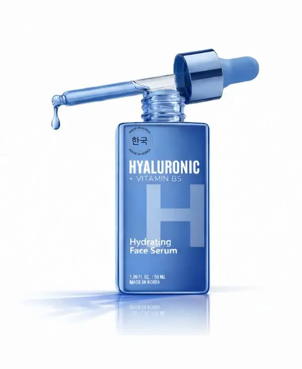 LOVERY Hyaluronic + Vitamin B5 Hydrating Face Serum Korean Skincare Dual-action Plumping And Barrier Repair Treatment - Blue