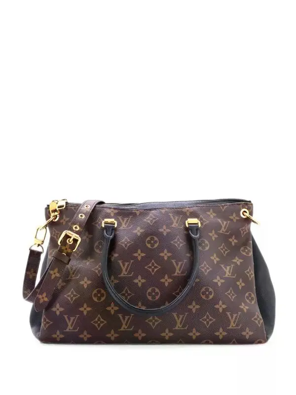 LOUIS VUITTON Pallas Tote Monogram Canvas With Leather Shoulder Bag - Black