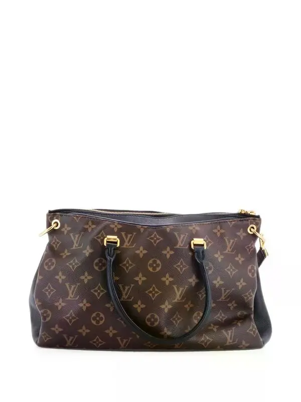 LOUIS VUITTON Pallas Tote Monogram Canvas With Leather Shoulder Bag - Black