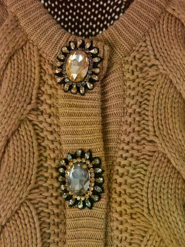 La DoubleJ Crystal-embellished Cable-knit Cardigan