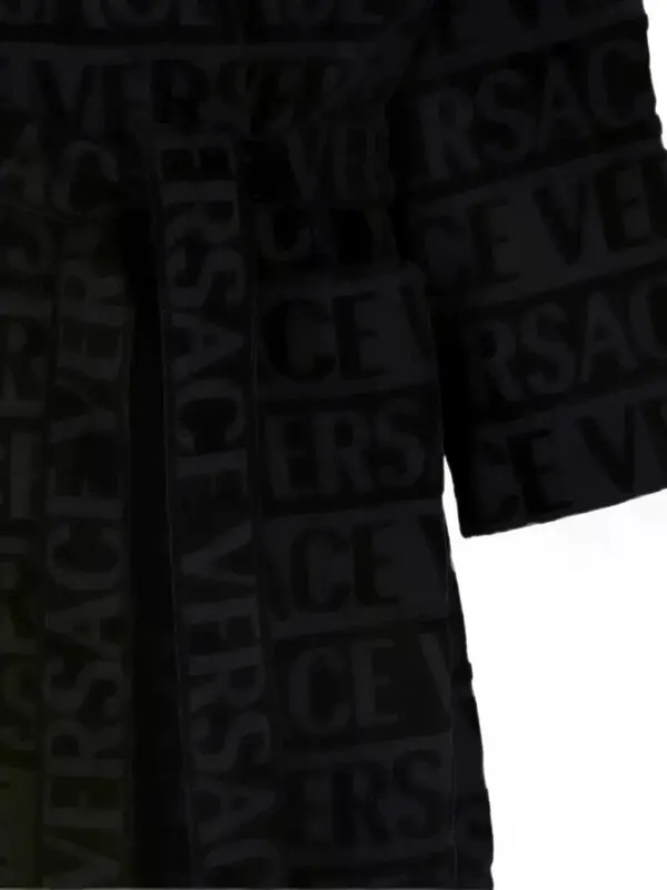 Versace Logo Jacquard Hooded Bathrobe