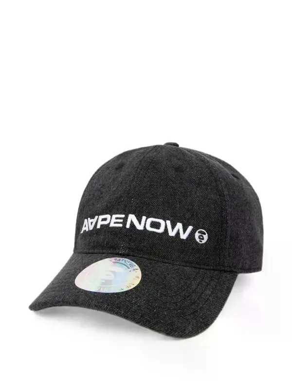 AAPE BY *A BATHING APE Moonface Embroidered Denim Cap - Black