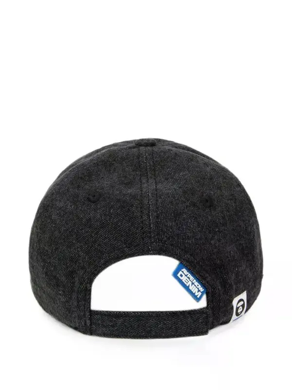 AAPE BY *A BATHING APE Moonface Embroidered Denim Cap - Black
