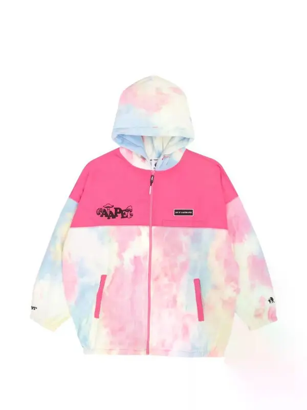 AAPE BY *A BATHING APE Tie-dye Zip-up Hoodie With Moonface Motif