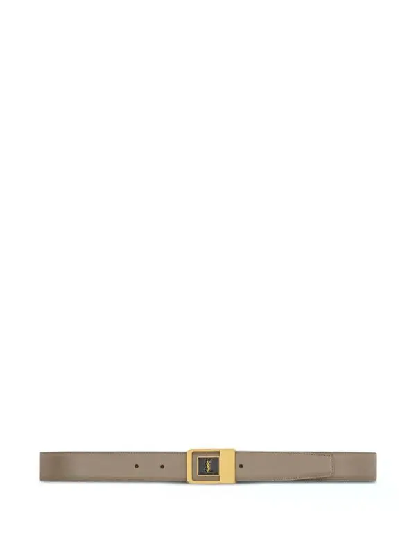 Saint Laurent La 66 Buckle Belt In Lacquered Leather - Neutrals