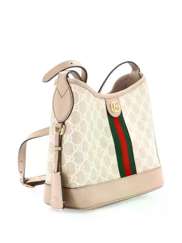 Gucci Ophidia Open Bucket Bag Gg Coated Canvas With Leather Small Shoulder Bag