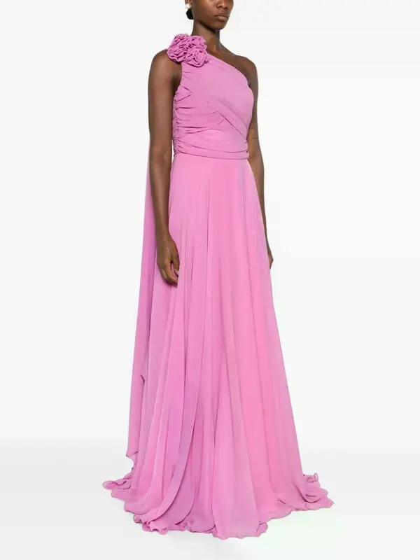 ALESSANDRO LEGORA One-shoulder Floral-appliqué Maxi Dress