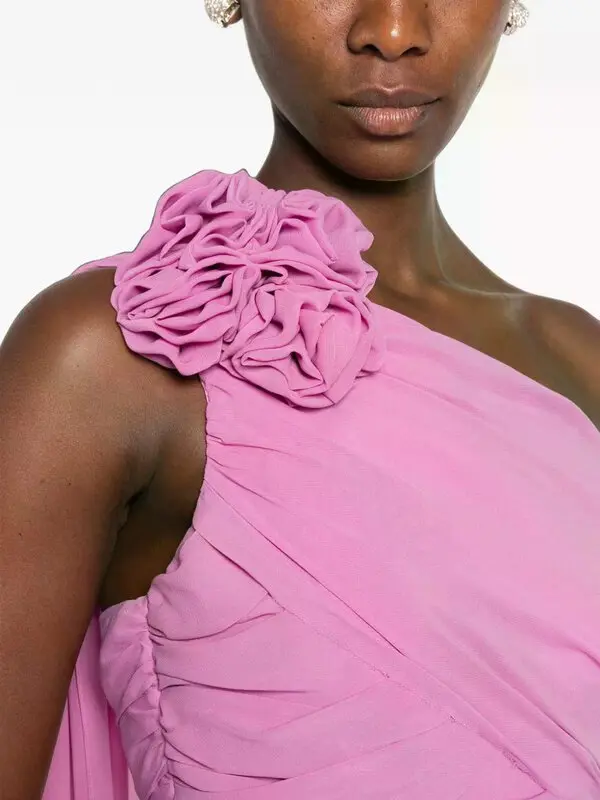 ALESSANDRO LEGORA One-shoulder Floral-appliqué Maxi Dress