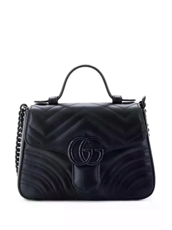 Gucci Gg Marmont Monochrome Matelassé Leather Mini Satchel - Black