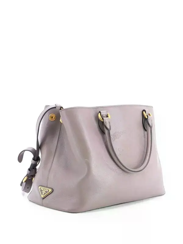 Prada Embossed Logo Convertible Open Glace Calf Medium Tote Bag