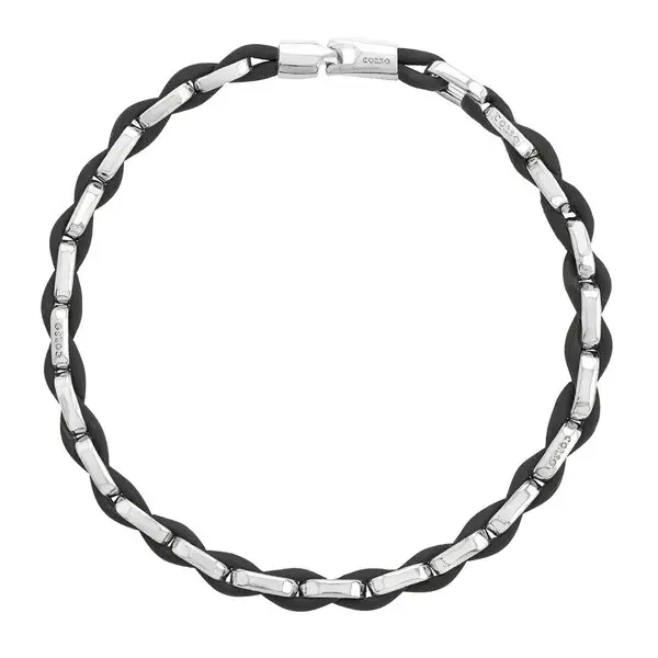 CORSO JEWELRY Silver And Leather Link Choker