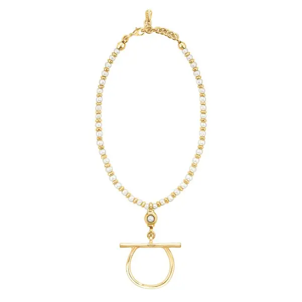 CORSO JEWELRY Zannone Pearl Gold Choker With Omega Symbol