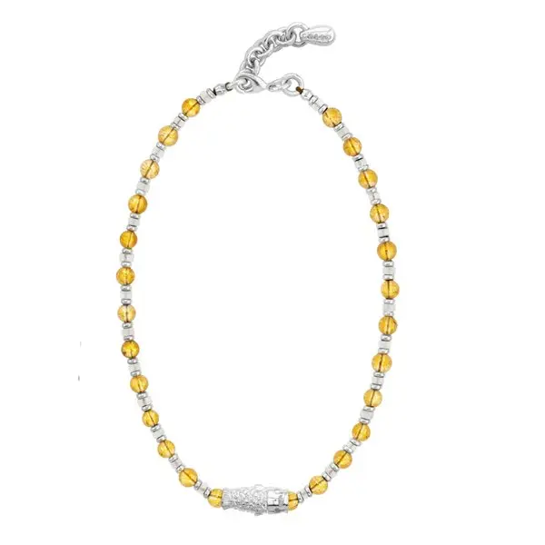 CORSO JEWELRY Silver Choker With Citrine And Koi Motif