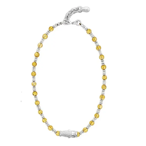 CORSO JEWELRY Silver Choker With Citrine And Koi Motif