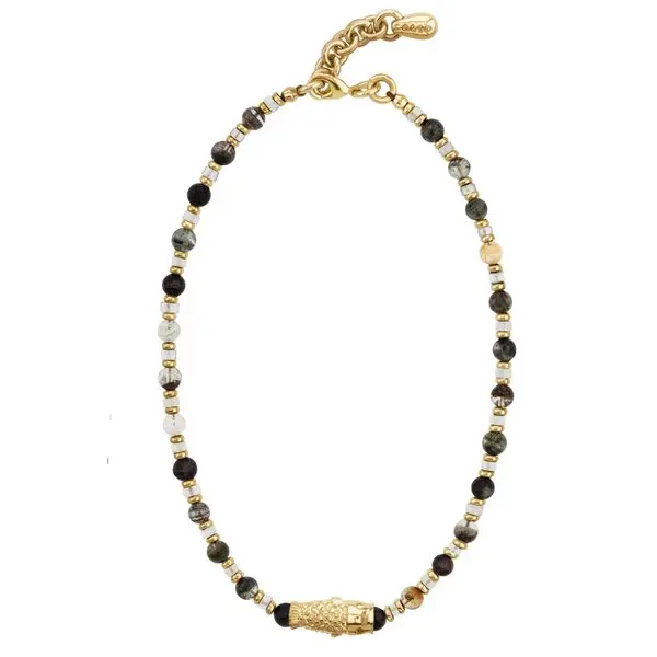 CORSO JEWELRY 22k Gold-plated Choker With Multi-stone And Koi Motif