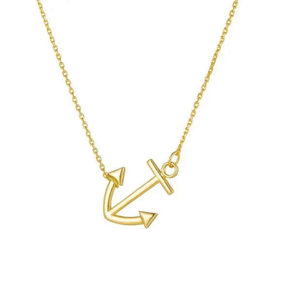 SPERO LONDON Sterling Silver Anchor Pendant Necklace - Gold