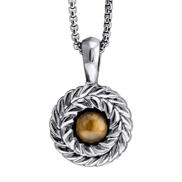 CORSO JEWELRY Eros Silver Tiger's Eye Pendant Necklace