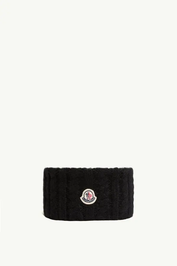 Moncler Cable Knit Alpaca Blend Headband - Black