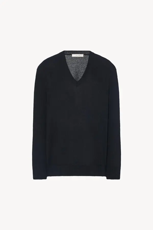 THE ROW Phora V-neck Cashmere Sweater - Black