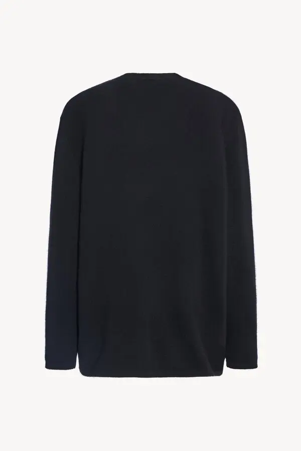 THE ROW Long Sleeve Cashmere V-neck Sweater - Black