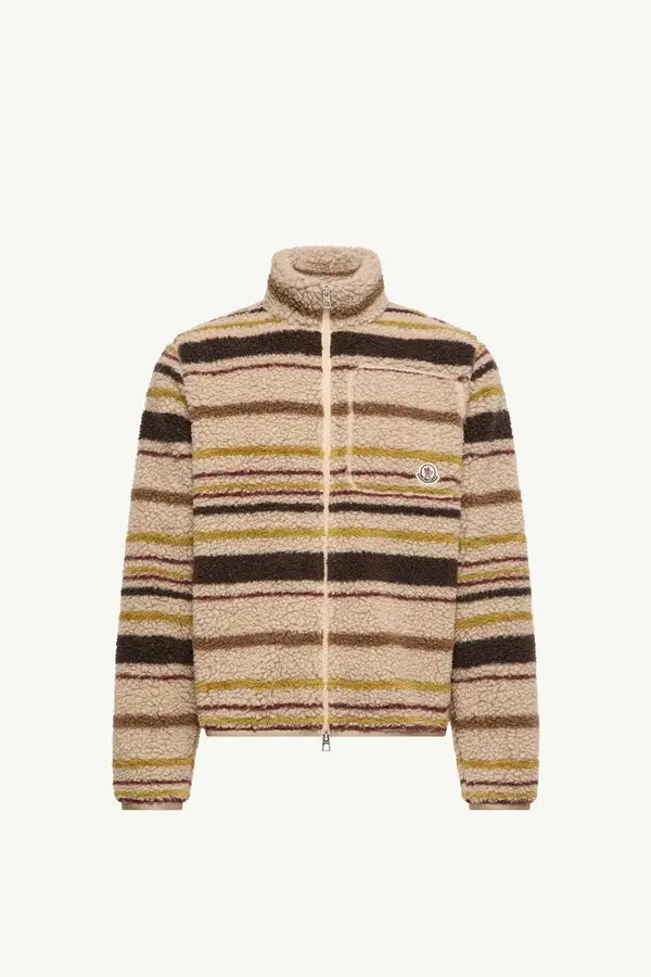 Moncler Striped Teddy Zip-up Cardigan