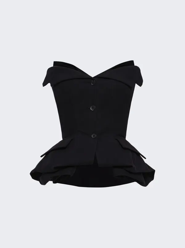 Magda Butrym Strapless Peplum Blouse With Rose Detail