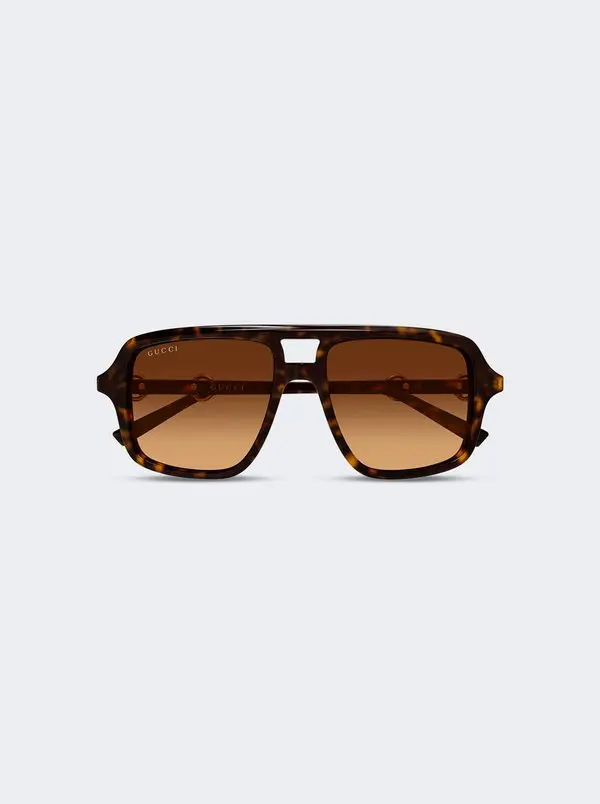 Gucci Navigator Frame Sunglasses - Brown