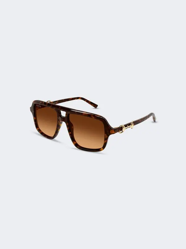 Gucci Navigator Frame Sunglasses - Brown