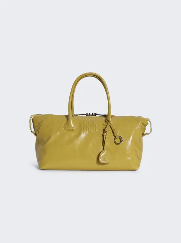 Miu Miu Glossy Leather Handbag Cedro