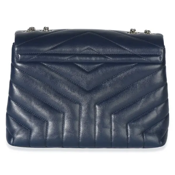 Saint Laurent Navy Calfskin Y Quilted Monogram Loulou Chain Satchel - Blue