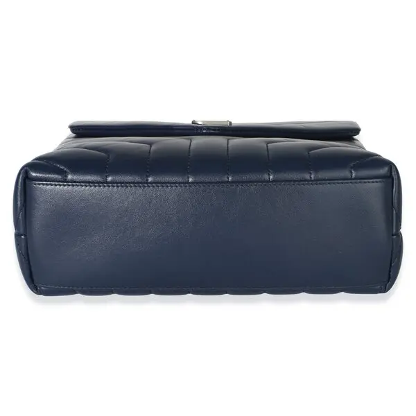 Saint Laurent Navy Calfskin Y Quilted Monogram Loulou Chain Satchel - Blue
