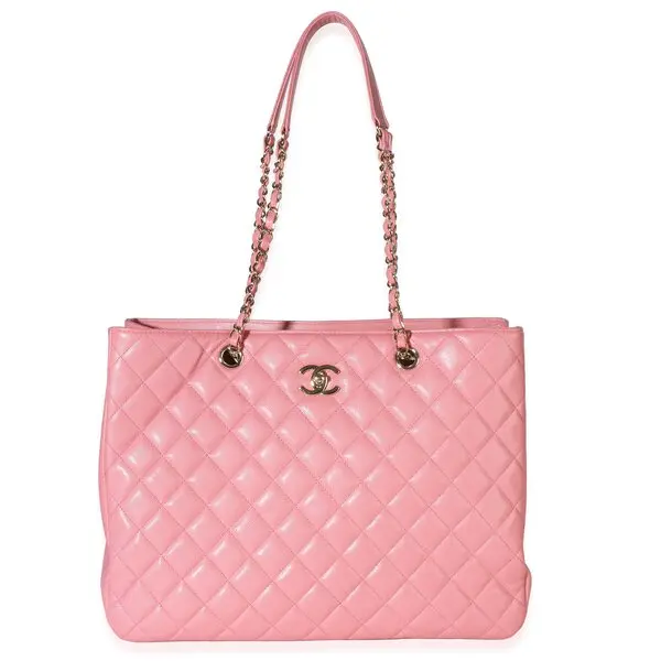 Chanel Quilted Caviar Cc Shopper Tote - Pink