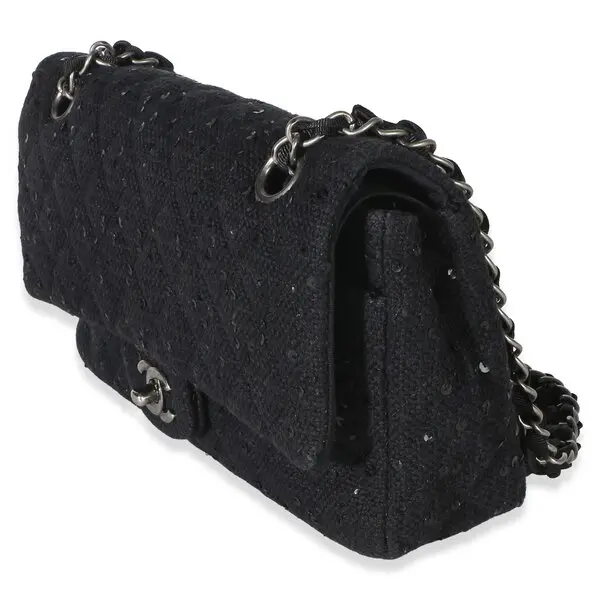 Chanel Vintage Tweed Sequin Embroidered Shoulder Flap Bag