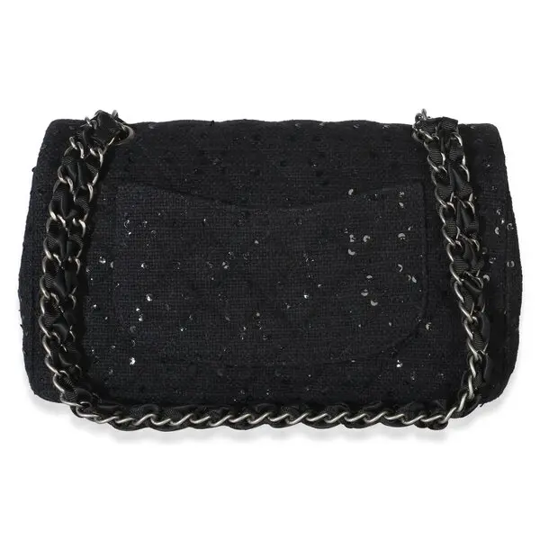 Chanel Vintage Tweed Sequin Embroidered Shoulder Flap Bag