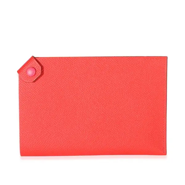 Hermès Rouge De Coeur Rose Extreme Epsom Tarmac Pm Passport Holder - Red