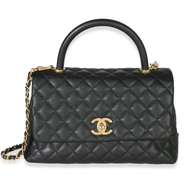 Chanel Quilted Caviar Coco Top Handle Bag