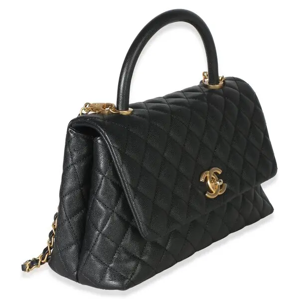 Chanel Quilted Caviar Coco Top Handle Bag