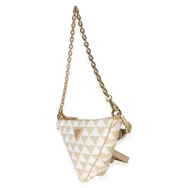 Prada Jacquard Triangle Bag - Beige