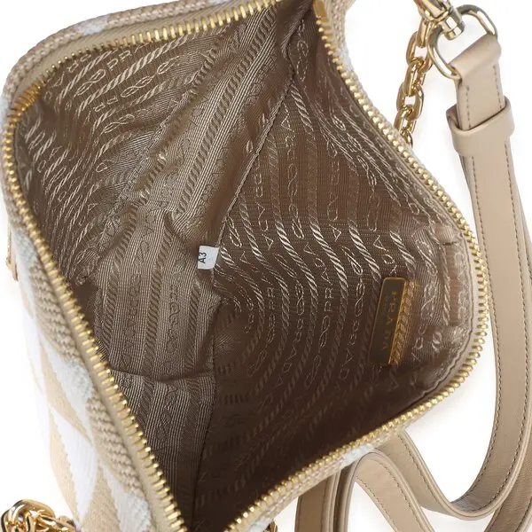 Prada Jacquard Triangle Bag - Beige