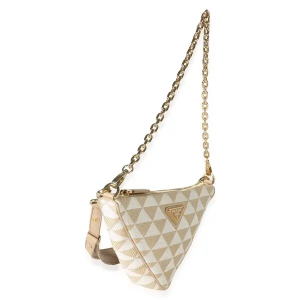 Prada Jacquard Triangle Bag - Beige