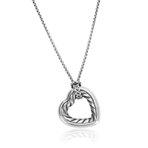 David Yurman Sterling Silver Cable Heart Necklace - Sterling_silver